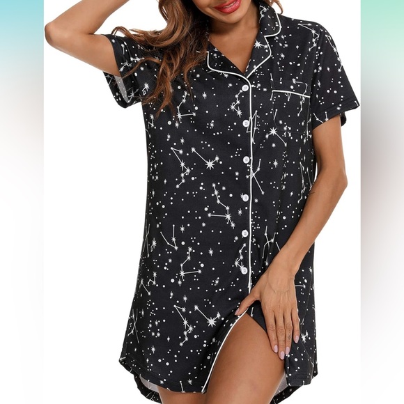 Intimates & Sleepwear | Womens Shortsleeve Button Down Sleep Shirt ...